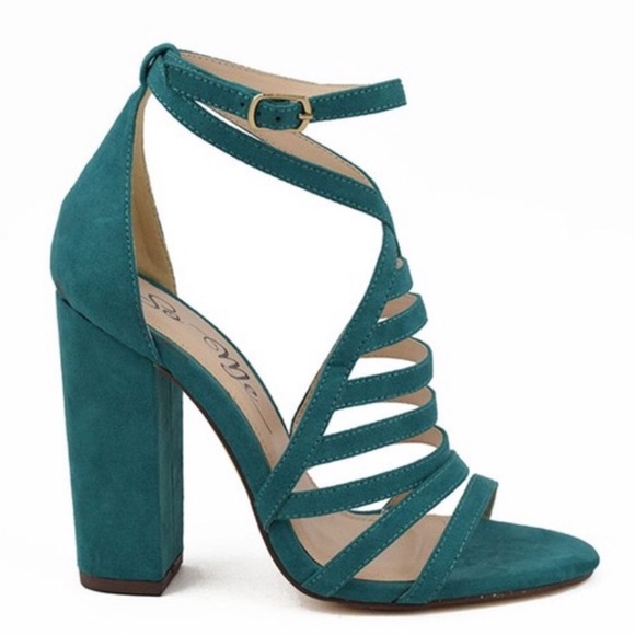 So Me | Shoes | Chunky Heel Teal Sandals | Poshmark